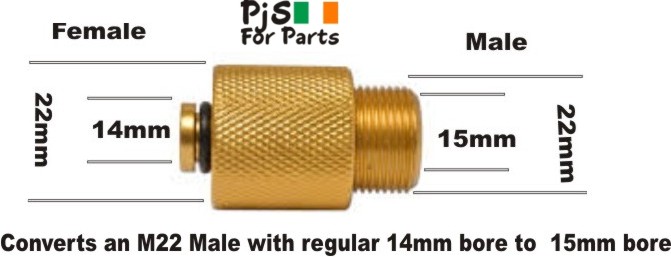 Converts a regular M22 14mm bore to 15mm bore Save changes Converts a ...
